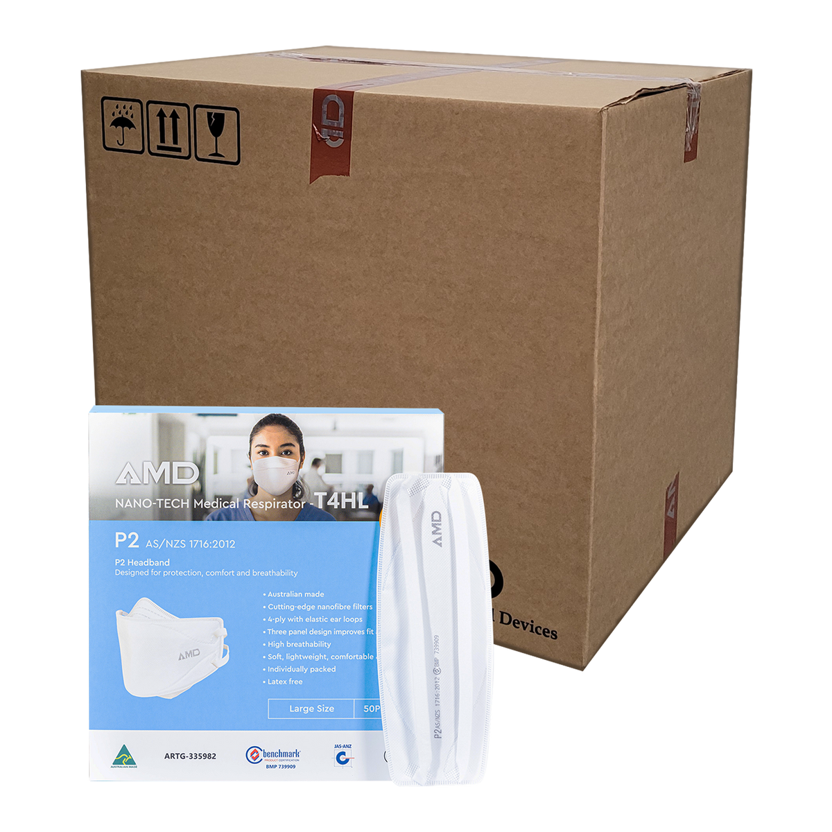 P2 Face Masks | Australian made | AMD Nanotech Level 3 | HEAD BANDS